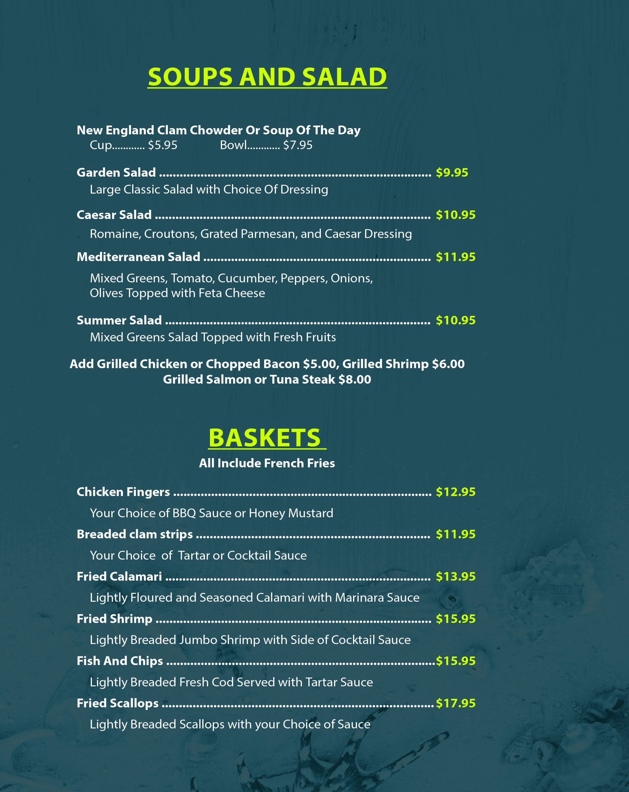 Menu – Mermaids Restaurant